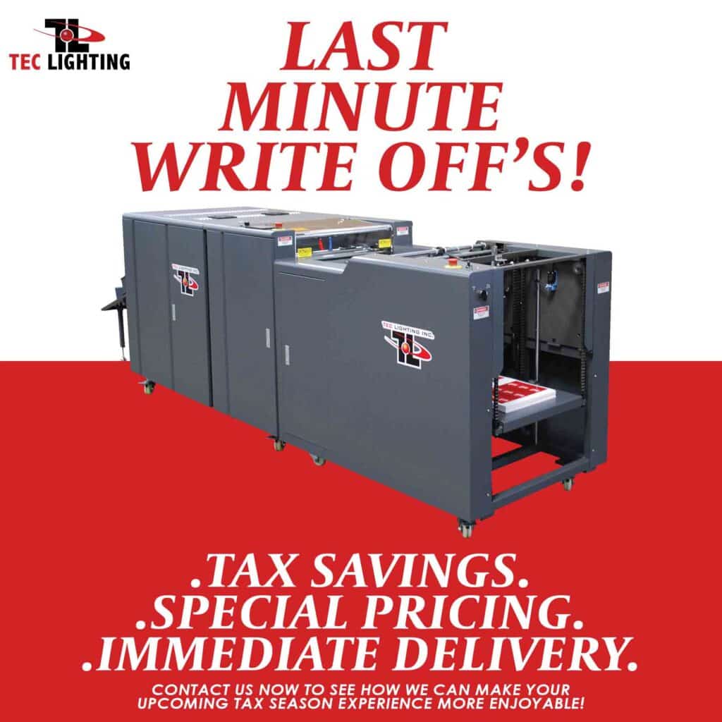 TAX SAVING OPPORTUNITY! – Tec Lighting – UV Coaters, Xtra UV Coating ...